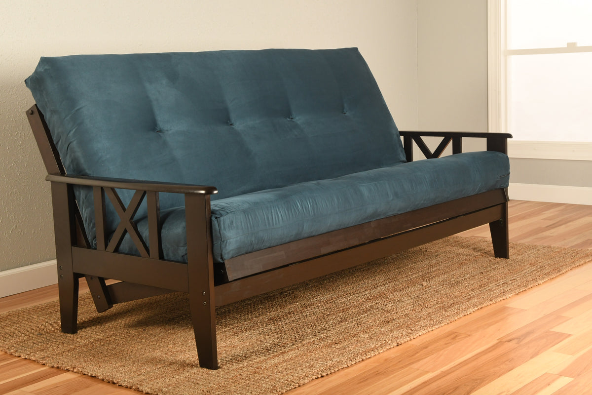 Full Size "Futon Cover Only" Navy Premium Suede Fits 6-8 inch Futons M ...